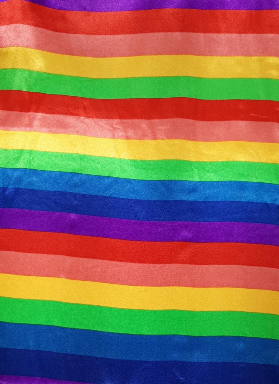 Cetim Listrado Arco Íris Lgbt - Só Tecidos - Todo site em 12x sem Juros!!