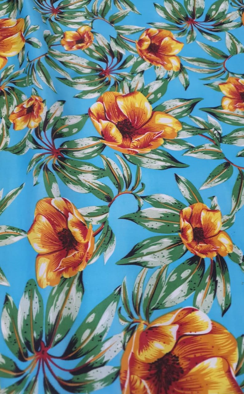 Chitão Estampado Fundo Azul Turquesa BG3462 - Só Tecidos - Todo site em ...