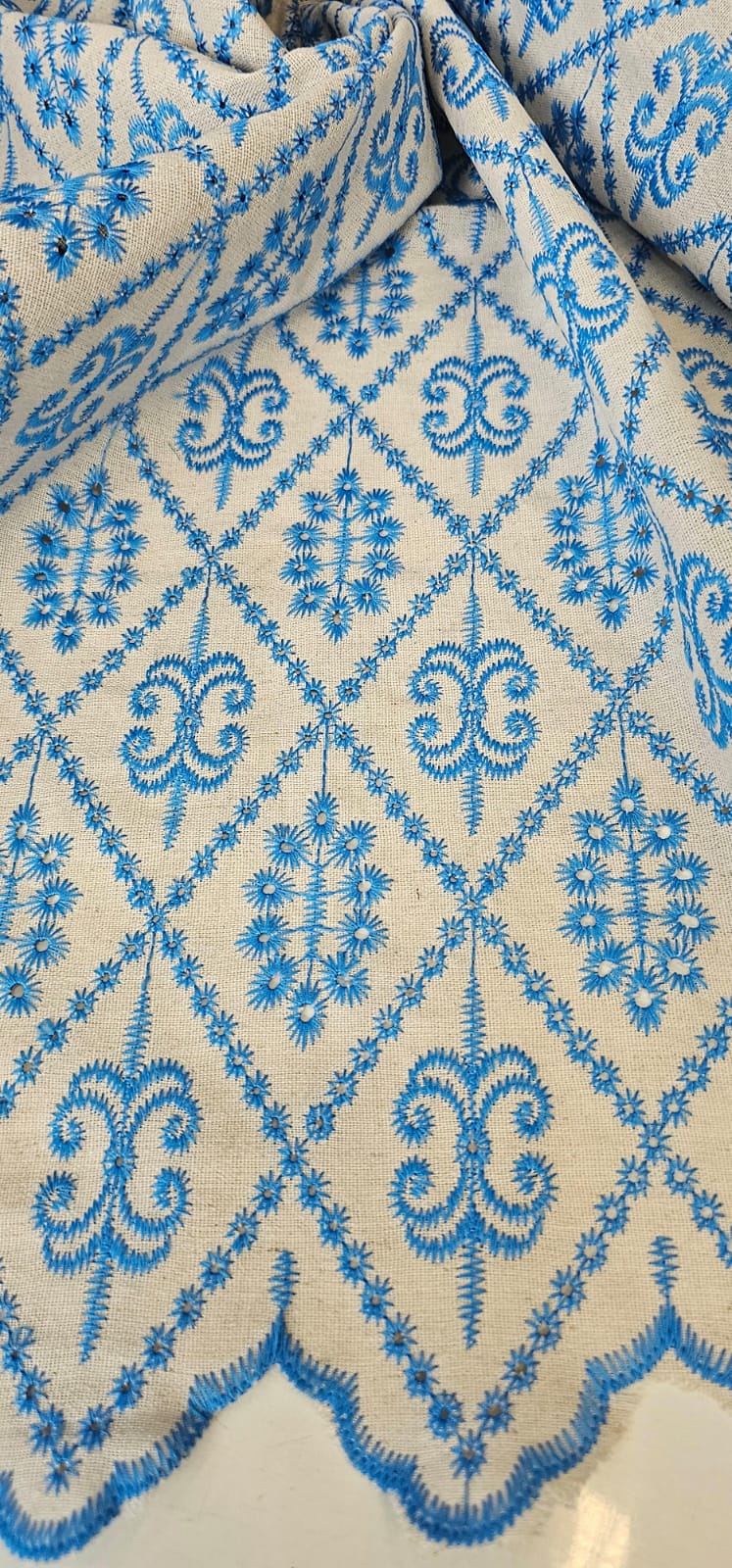 Linho Misto Bordado Imperiale Azul Turquesa - SóTecidos - Todo site em ...