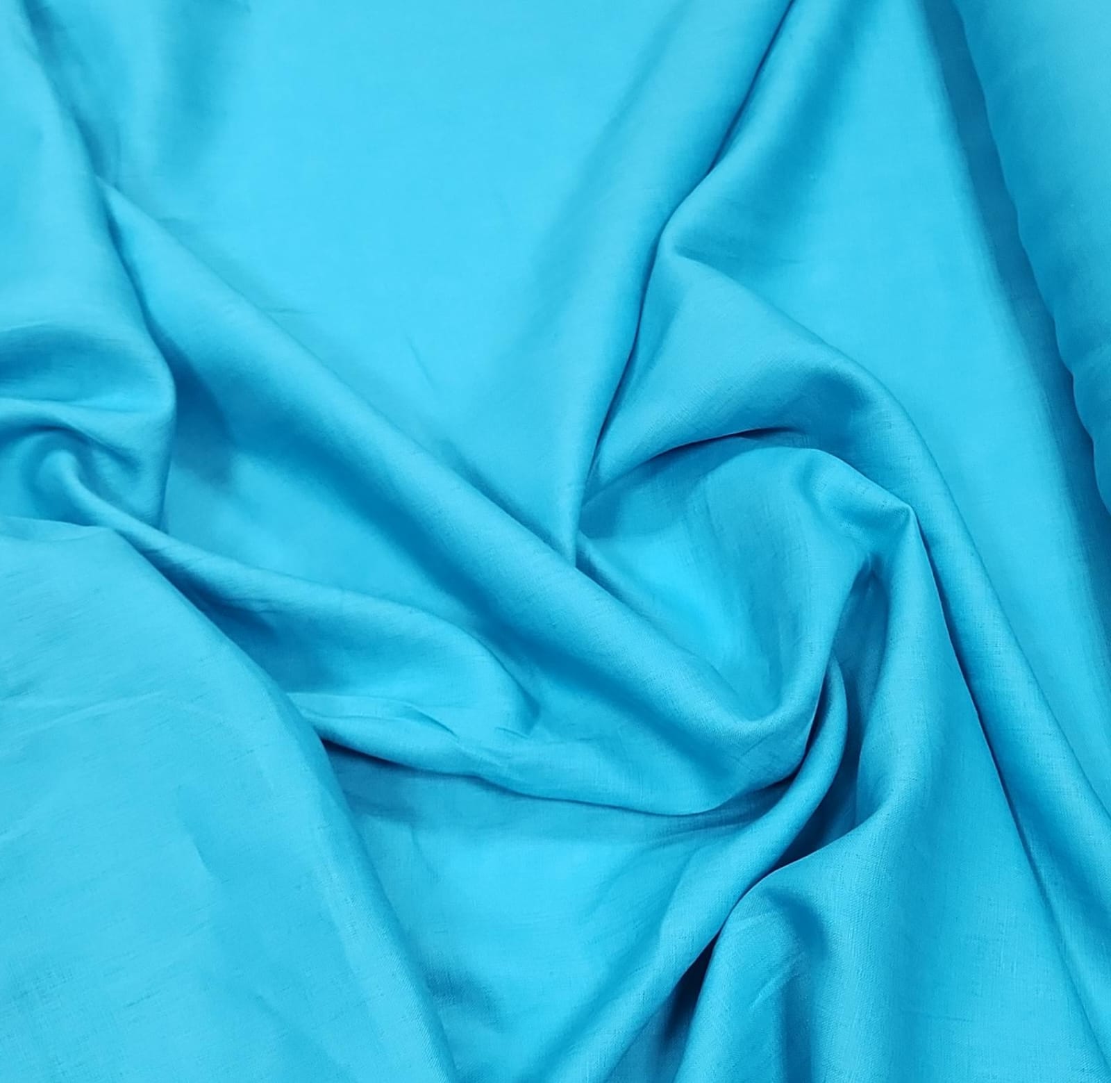 Linho Puro Azul Turquesa - Só Tecidos - Todo site em 12x sem Juros!!