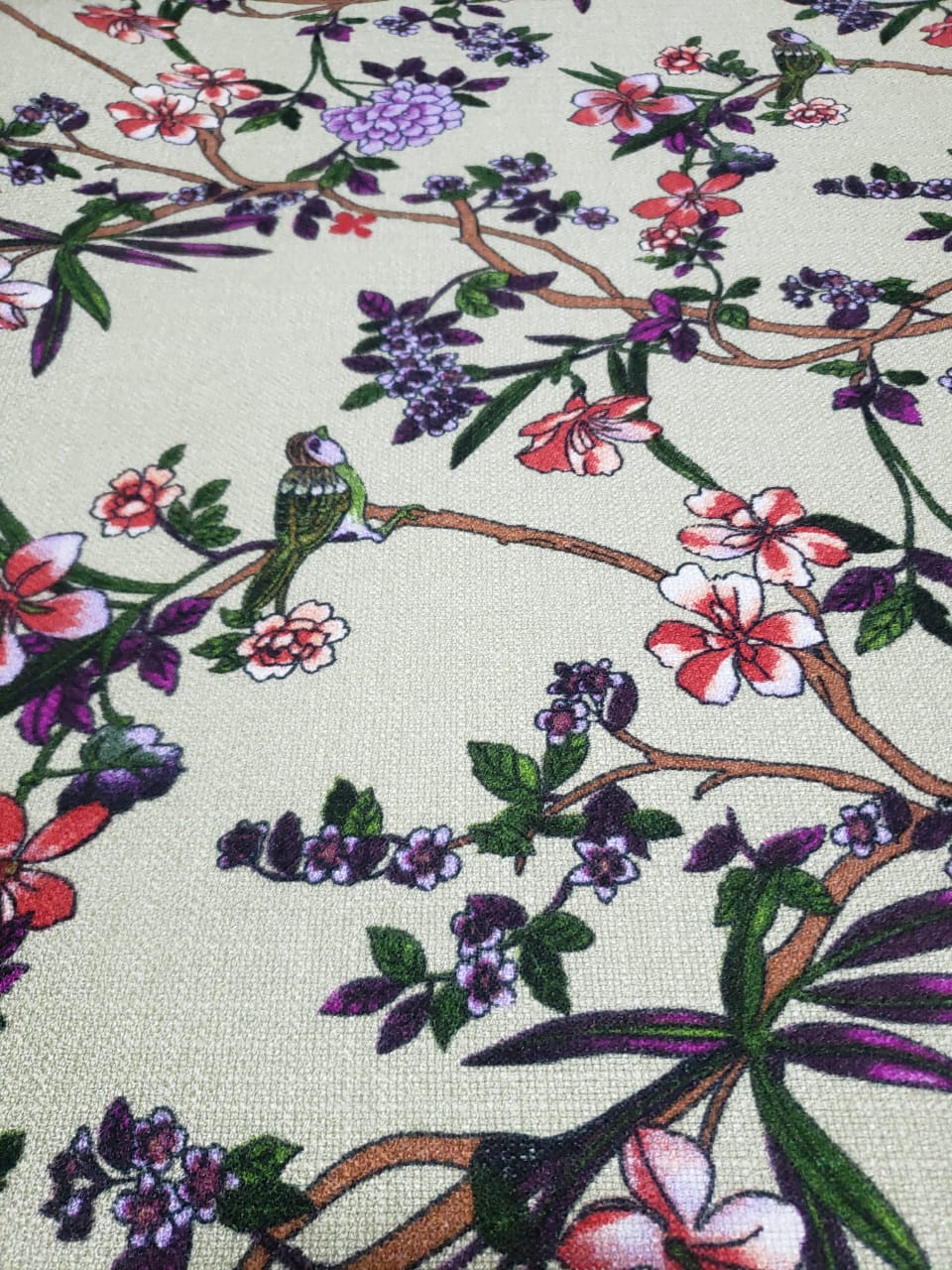 Linho Verano Estampado Flores Fundo Areia - Só Tecidos