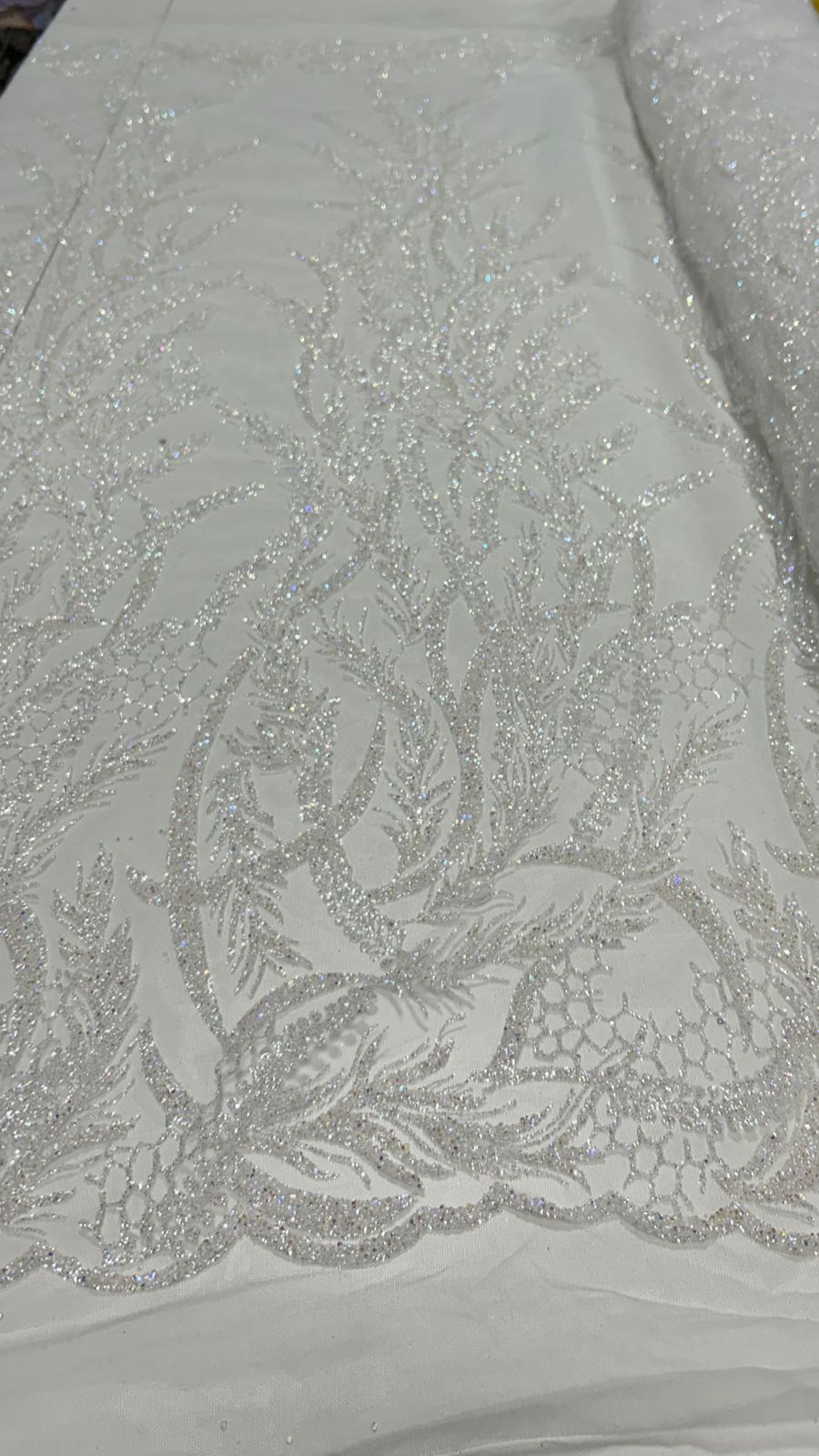 Tule Bordado com Glitter Bride Branco Furtacor Modelo NM1019 - Só Tecidos