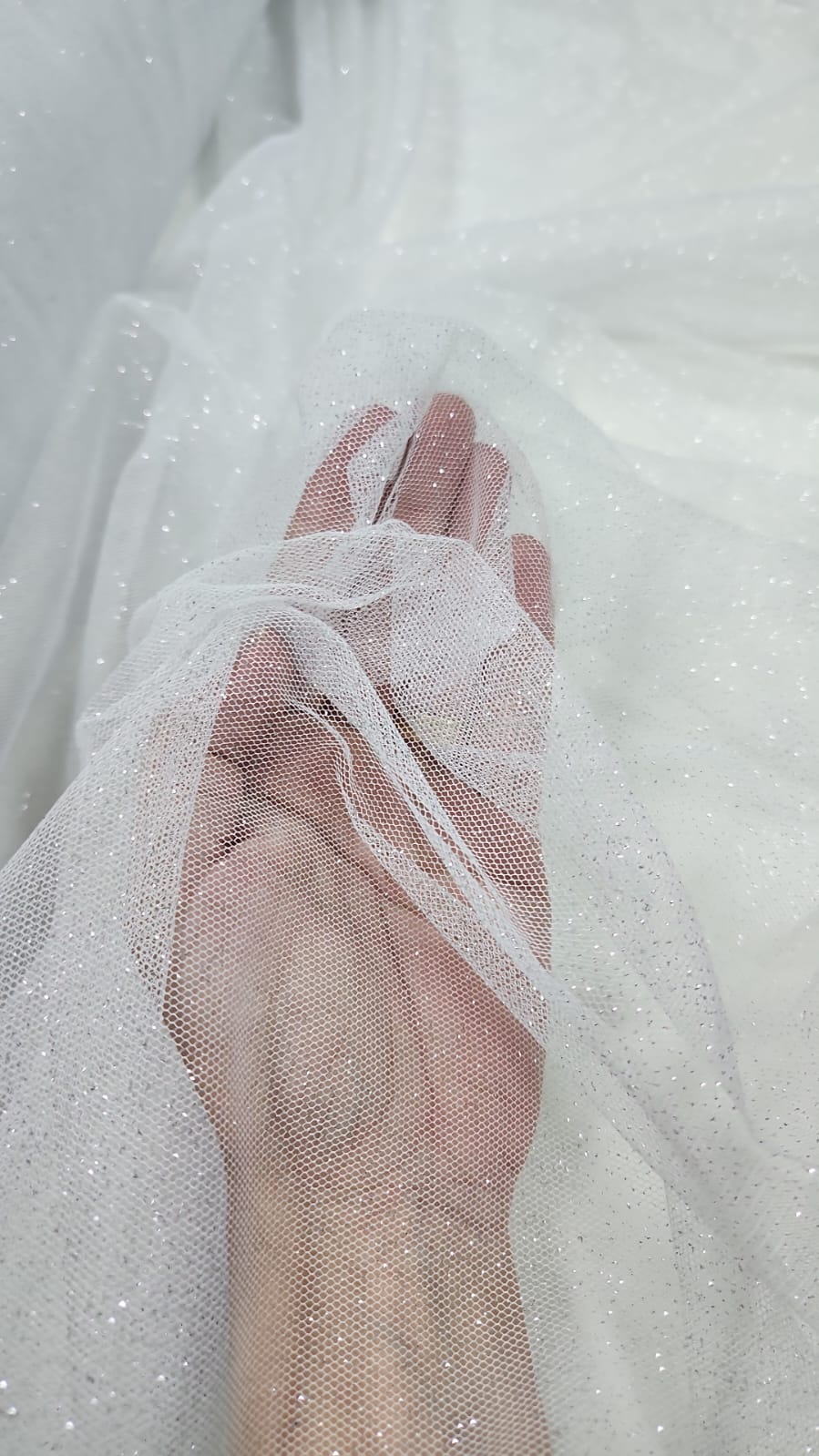 Tule com Glitter Fantasy Branco - Só Tecidos