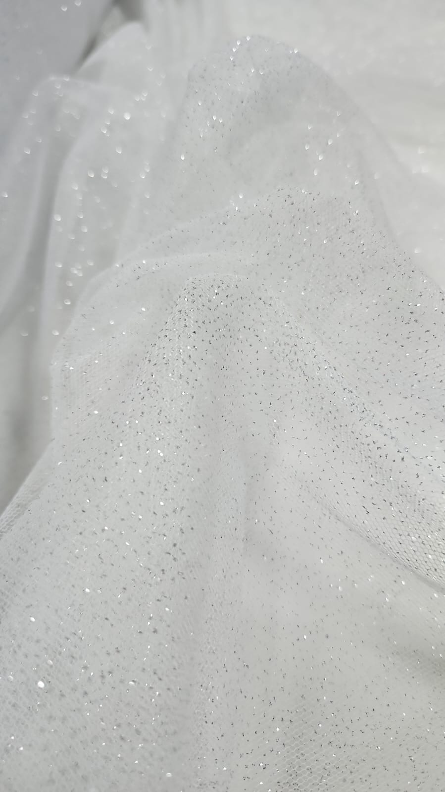 Tule com Glitter Fantasy Branco - Só Tecidos