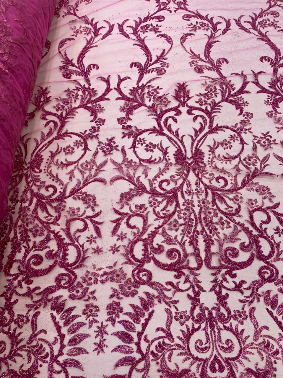 Tule com Glitter Furtacor e Miçangas Luxo 2023 Pink Modelo 02 - Só ...