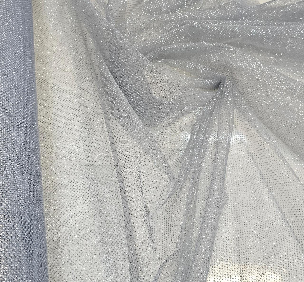 Tule com Glitter Prata Leve - SóTecidos - Todo site em 12x sem Juros!!