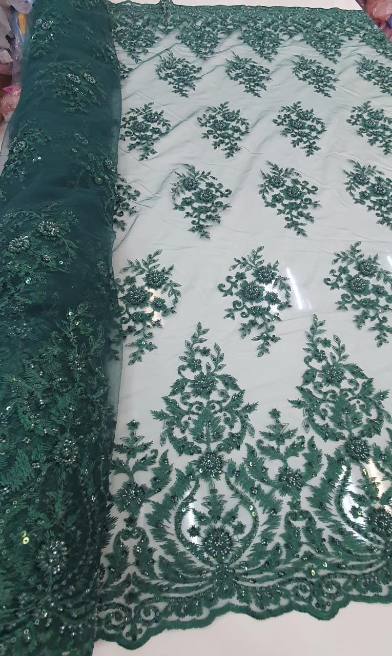 Tule Bordado Verde Floresta com Pedrarias F022M - SóTecidos - Todo site ...