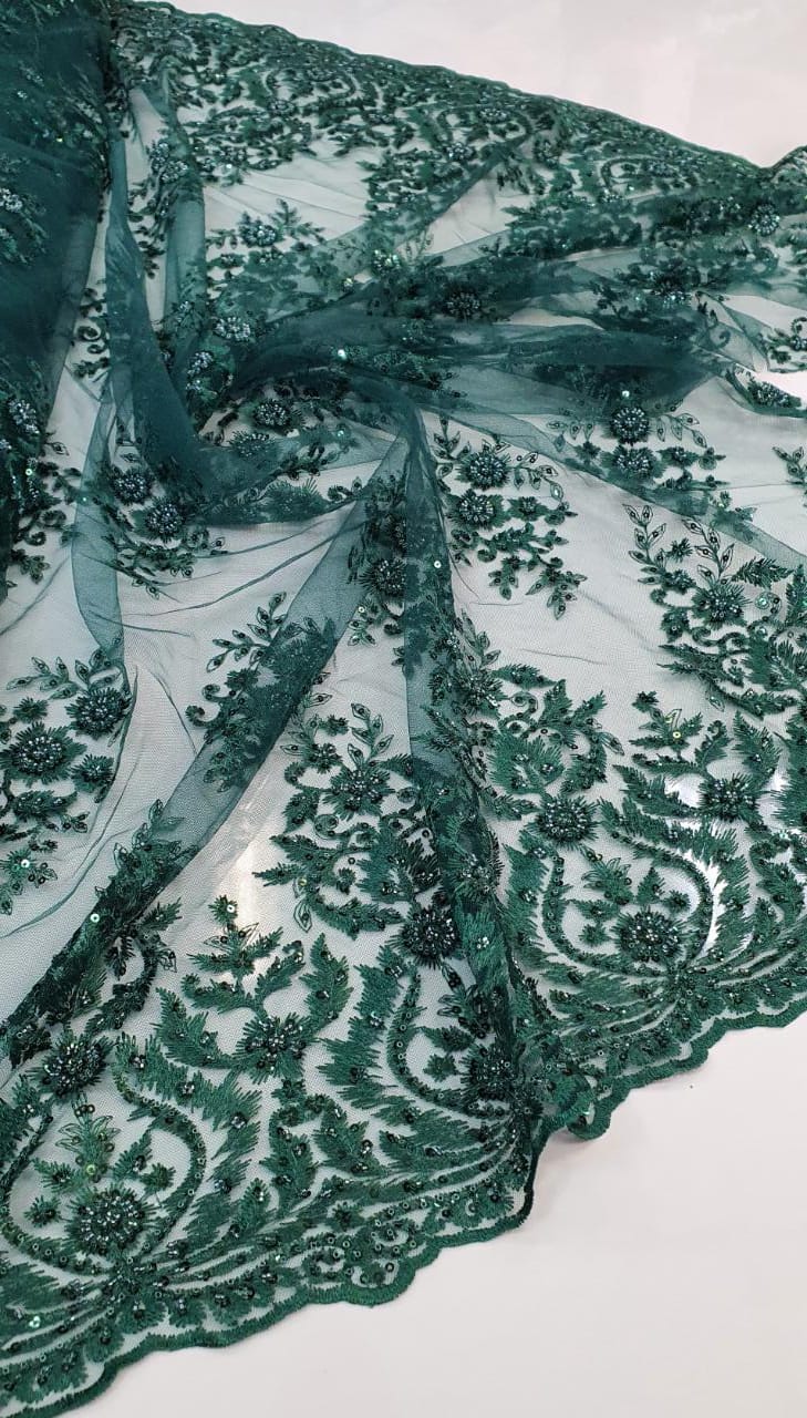 Tule Bordado Verde Floresta com Pedrarias F022M - SóTecidos - Todo site ...